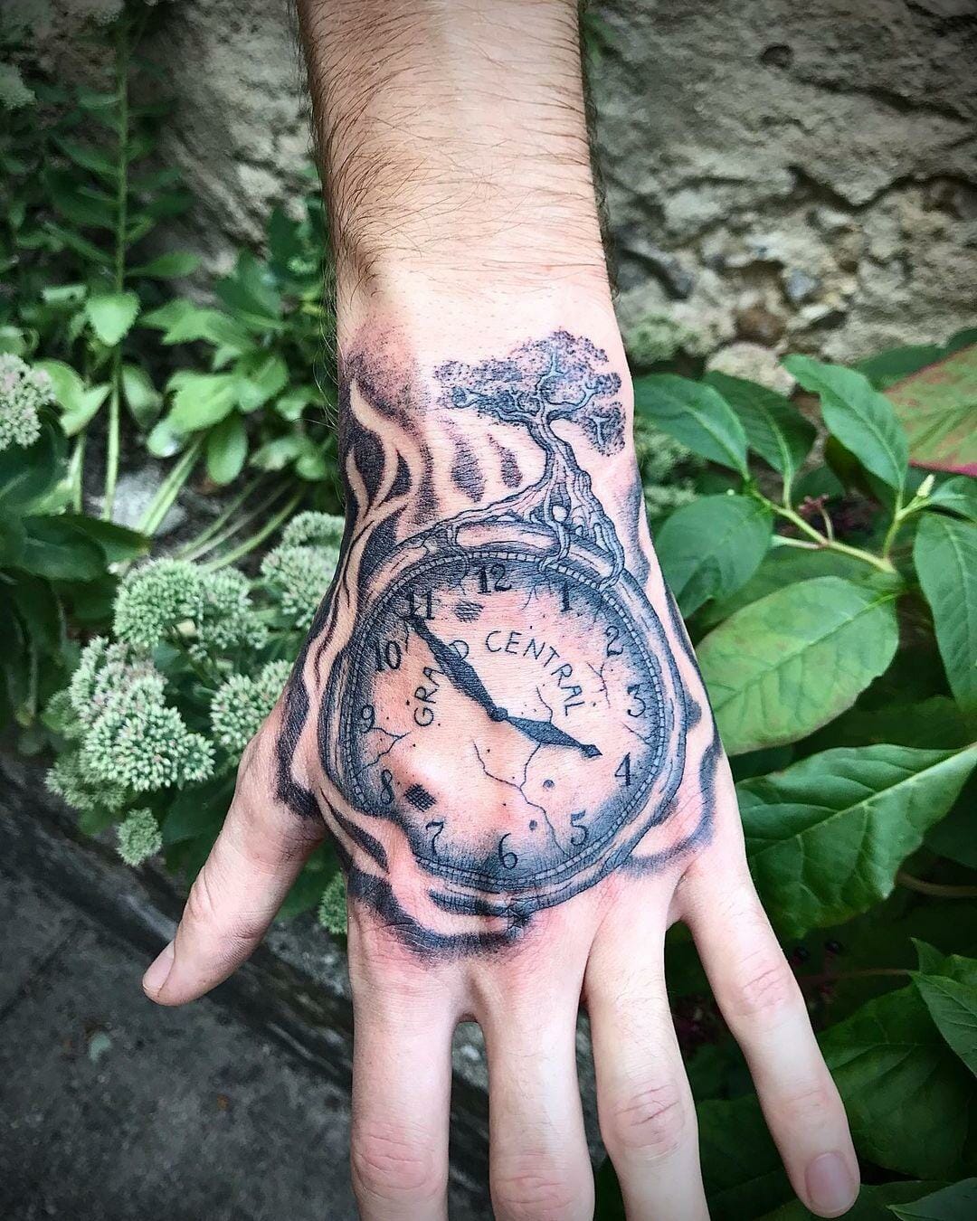 55 Striking Clock Tattoos on Hands for the Modern Man - Psycho Tats