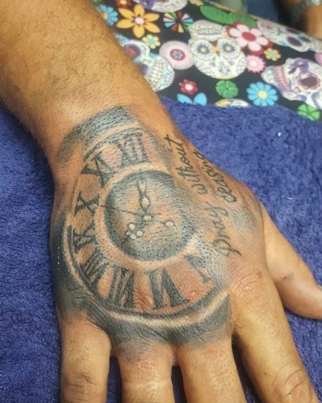 55 Striking Clock Tattoos on Hands for the Modern Man - Psycho Tats