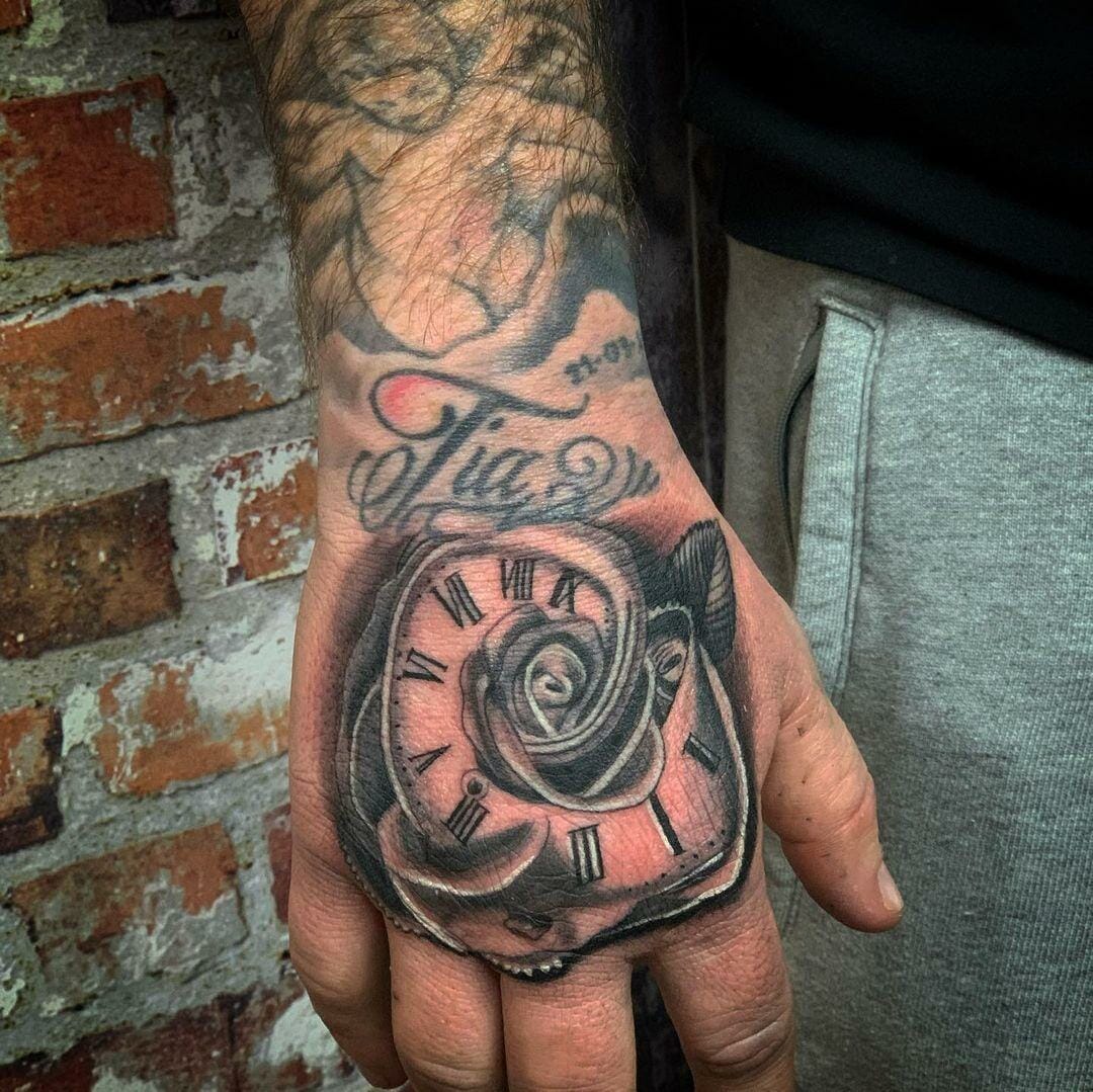 55 Striking Clock Tattoos on Hands for the Modern Man - Psycho Tats
