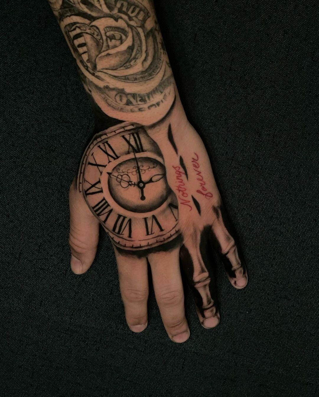 55 Striking Clock Tattoos on Hands for the Modern Man - Psycho Tats