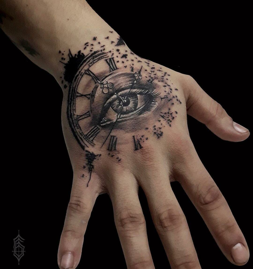 55 Striking Clock Tattoos on Hands for the Modern Man - Psycho Tats