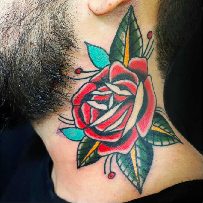 44 Great Modern Rose Tattoo Ideas For Neck - Psycho Tats