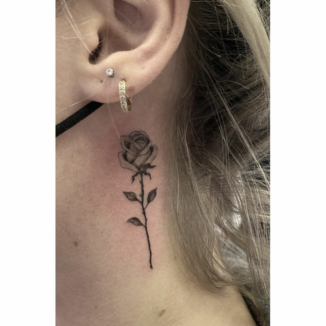 44 Great Modern Rose Tattoo Ideas For Neck - Psycho Tats