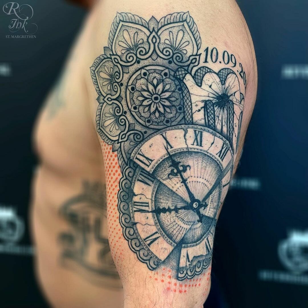 60 Floral Moments: Captivating Flower Clock Tattoos to Inspire - Psycho ...