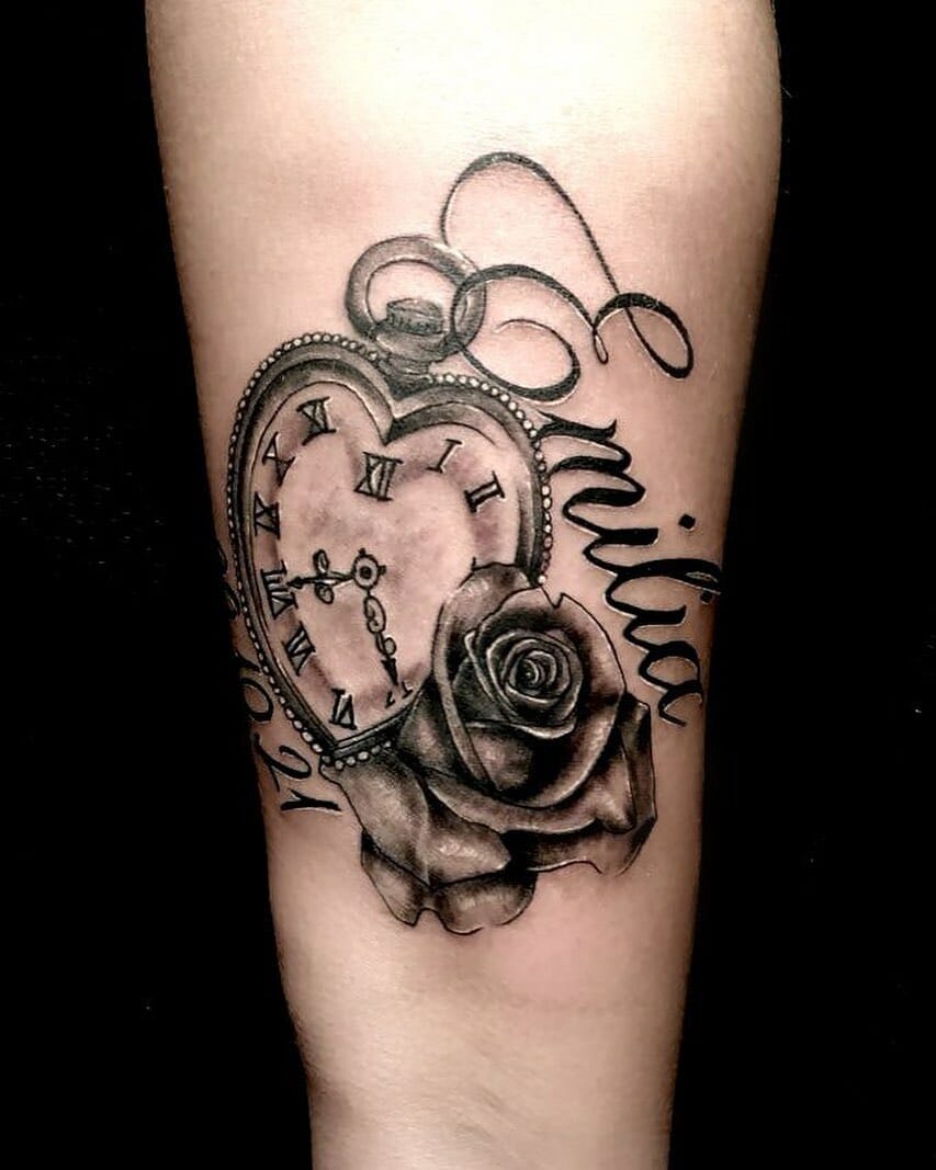 60 Floral Moments: Captivating Flower Clock Tattoos to Inspire - Psycho ...