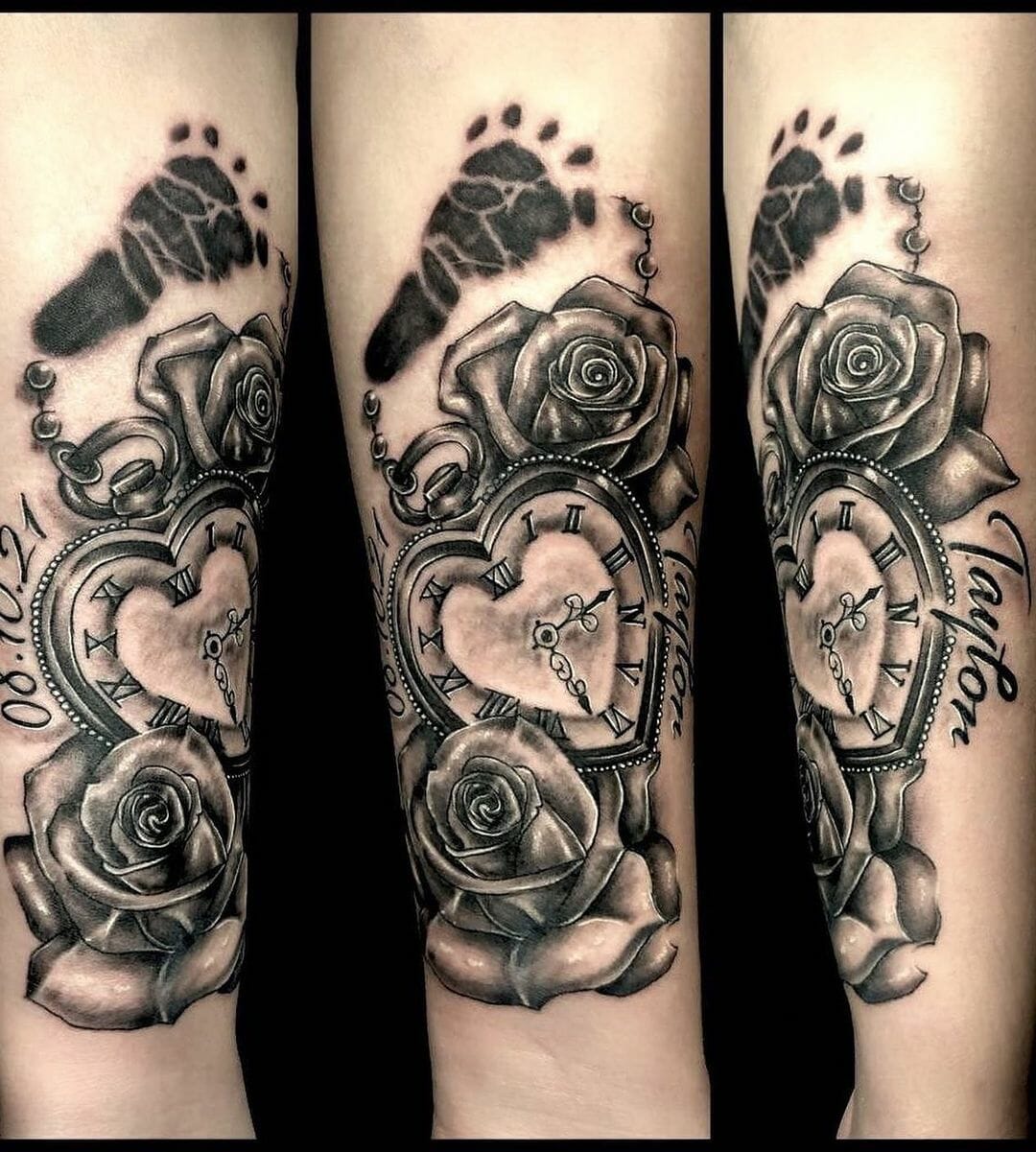 60 Floral Moments: Captivating Flower Clock Tattoos to Inspire - Psycho ...