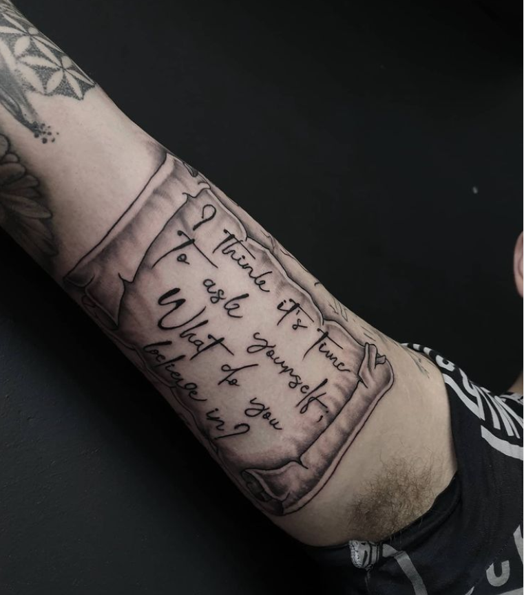 46 Great Scroll Tattoos Ideas and Design for Arm - Psycho Tats