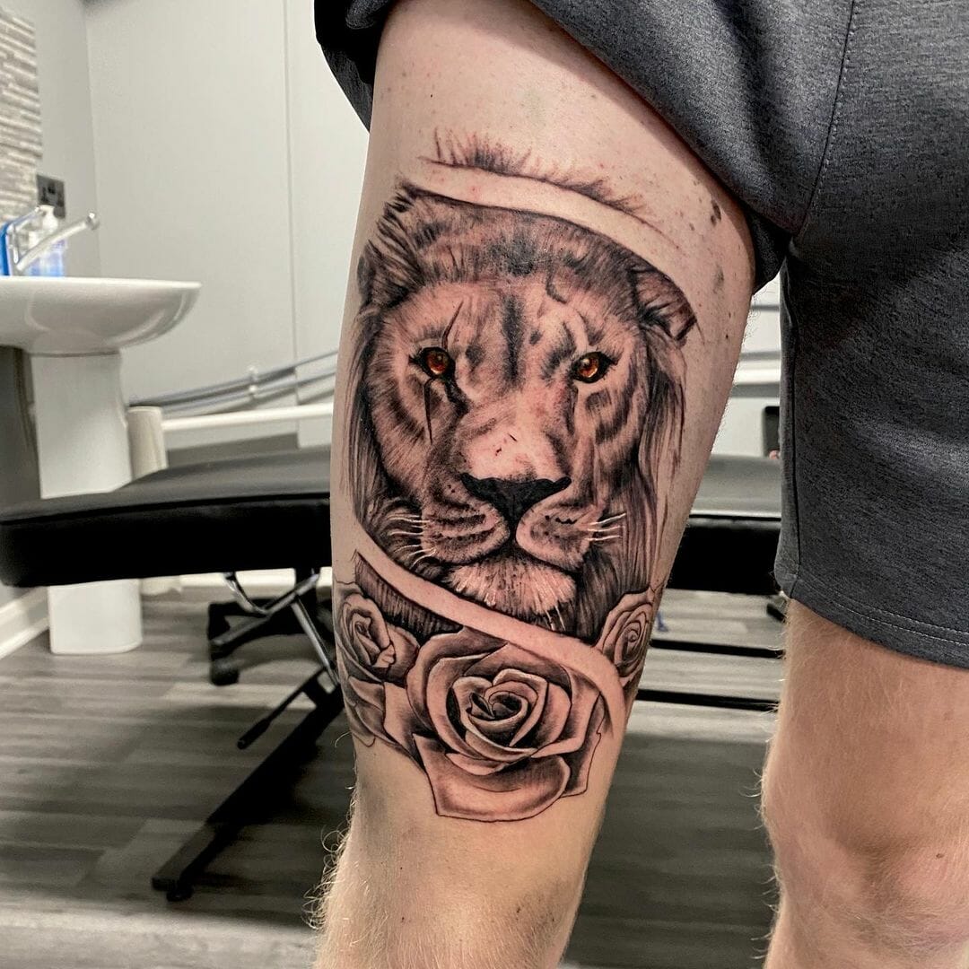 53 Stunning Lion Tattoos To Try Right Now For Thighs - Psycho Tats