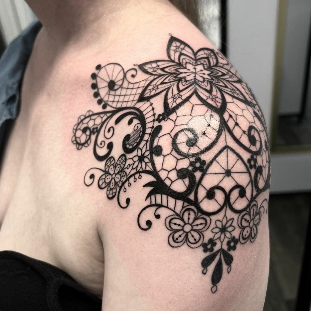 66 Great Lace Shoulder Tattoo Design Styles & Ideas - Psycho Tats