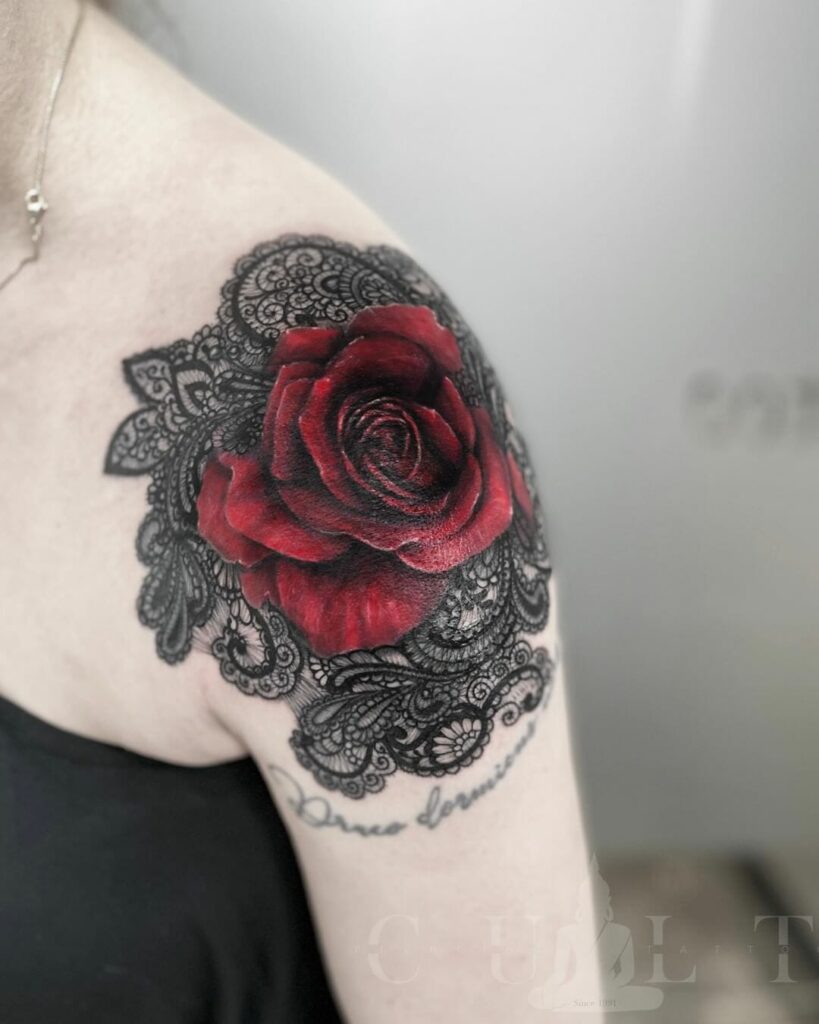 66 Great Lace Shoulder Tattoo Design Styles & Ideas - Psycho Tats