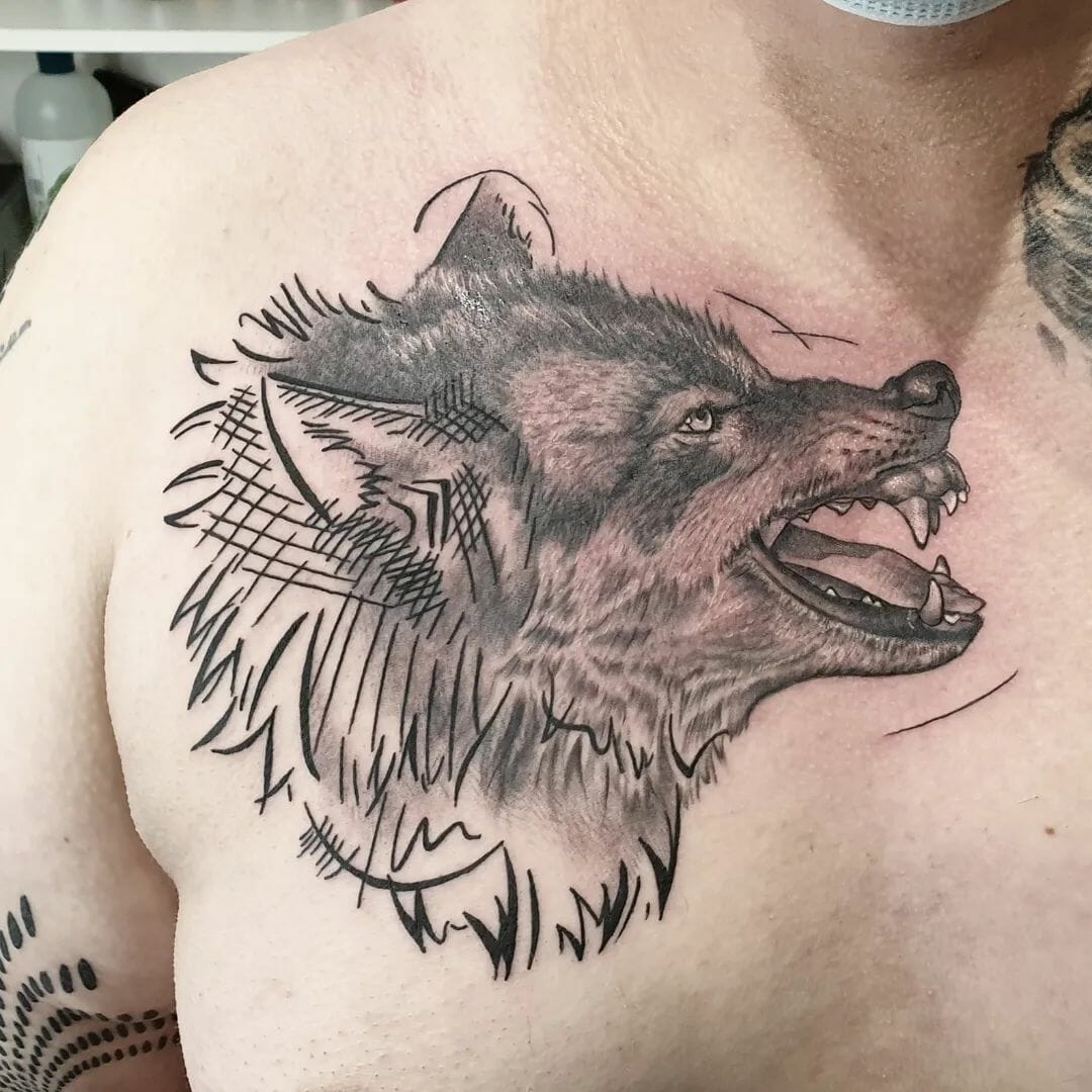 51 Stunning Wolf Tattoo For The Chest That Will Amaze You - Psycho Tats