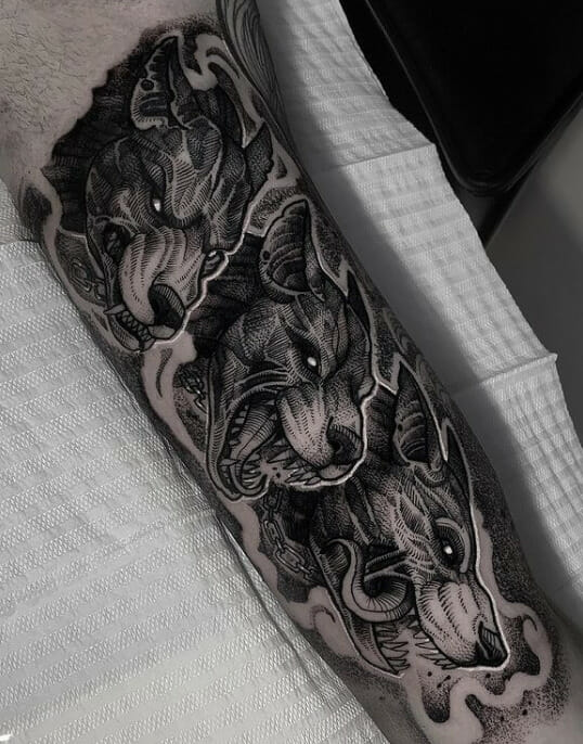 15 Three Headed Dog Cerberus Guardian of Hell Tattoos with Deep Meaning ...