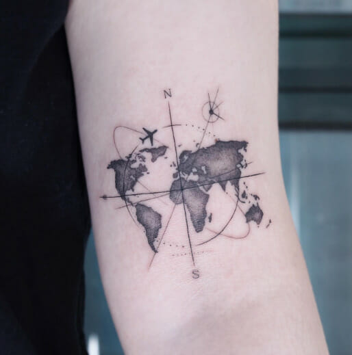 41 Latest World Map Tattoo Ideas with Deep Meaning - Psycho Tats