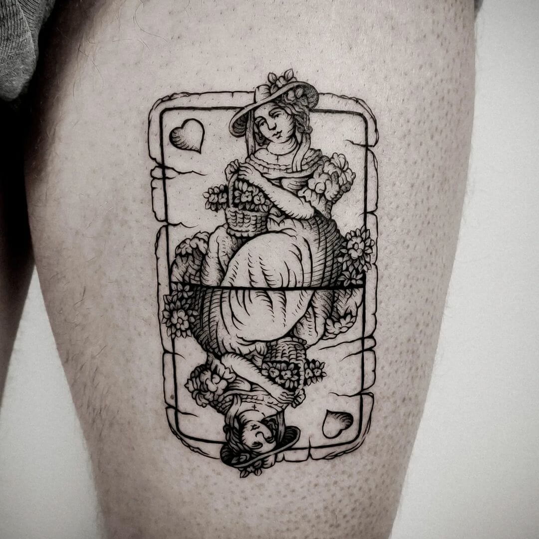 41 Queen Of Hearts Tattoo Designs: A Royal Mark Of Love And Strength ...