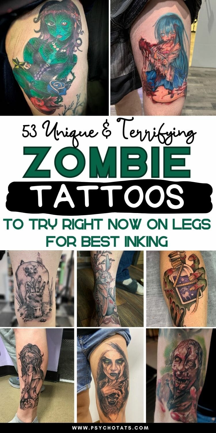 53 Terrifying Zombie Tattoos To Try Right Now On Legs For Best Inking ...