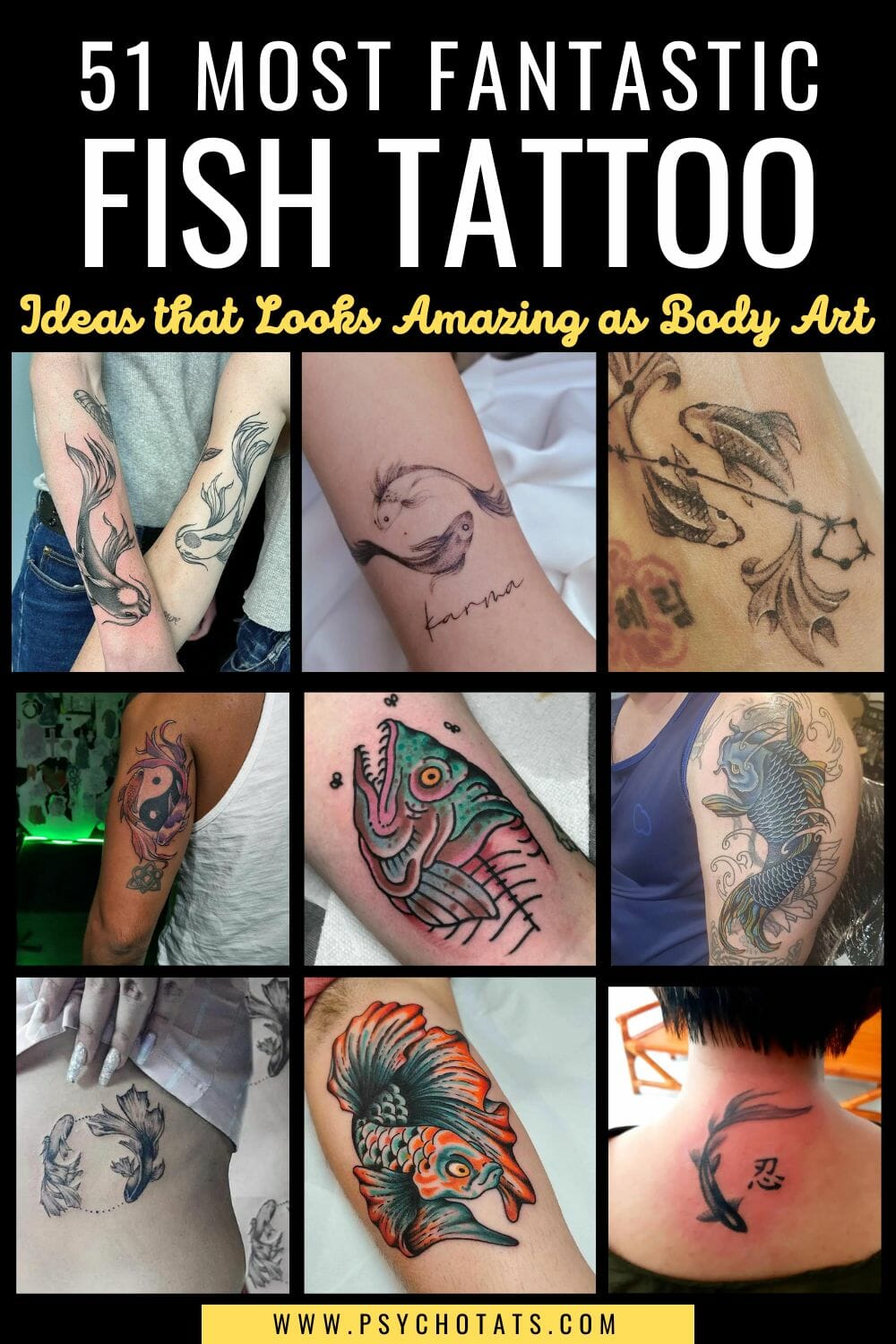 51 Fantastic Fish tattoo Ideas that Looks Amazing as Body Art - Psycho Tats
