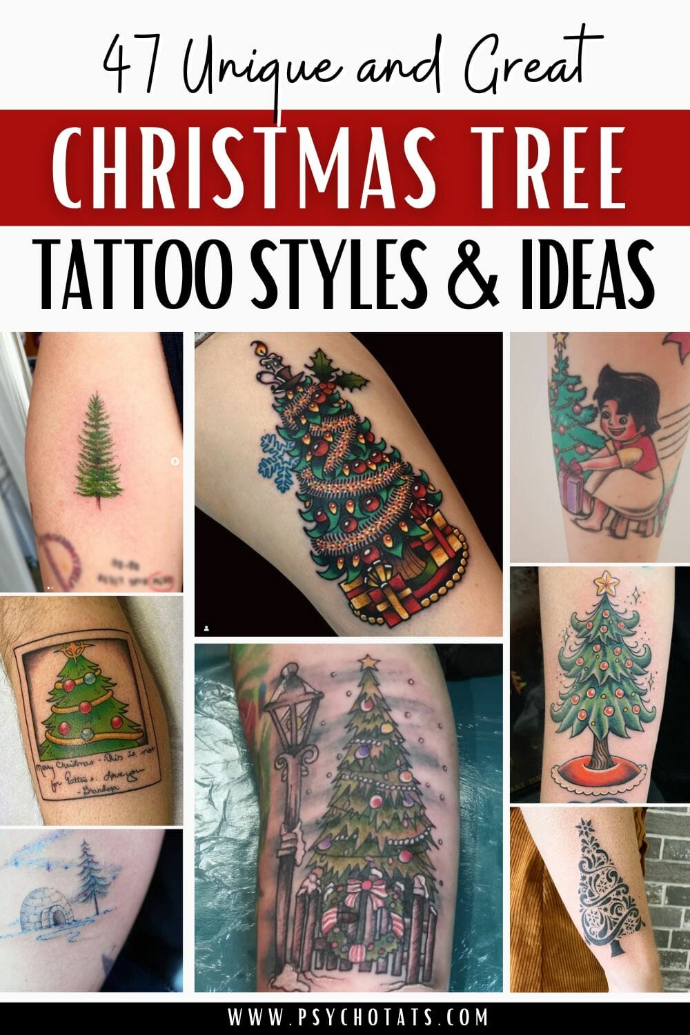 47 Great Christmas Tree Tattoo Styles And Ideas - Psycho Tats