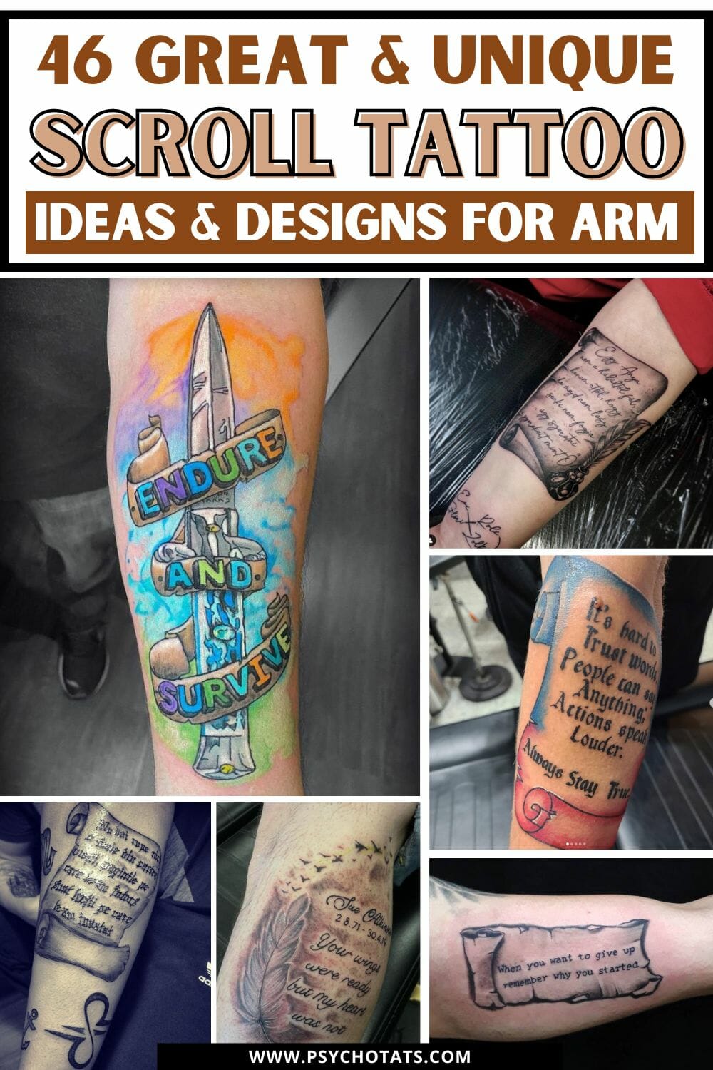 46 Great Scroll Tattoos Ideas and Design for Arm - Psycho Tats