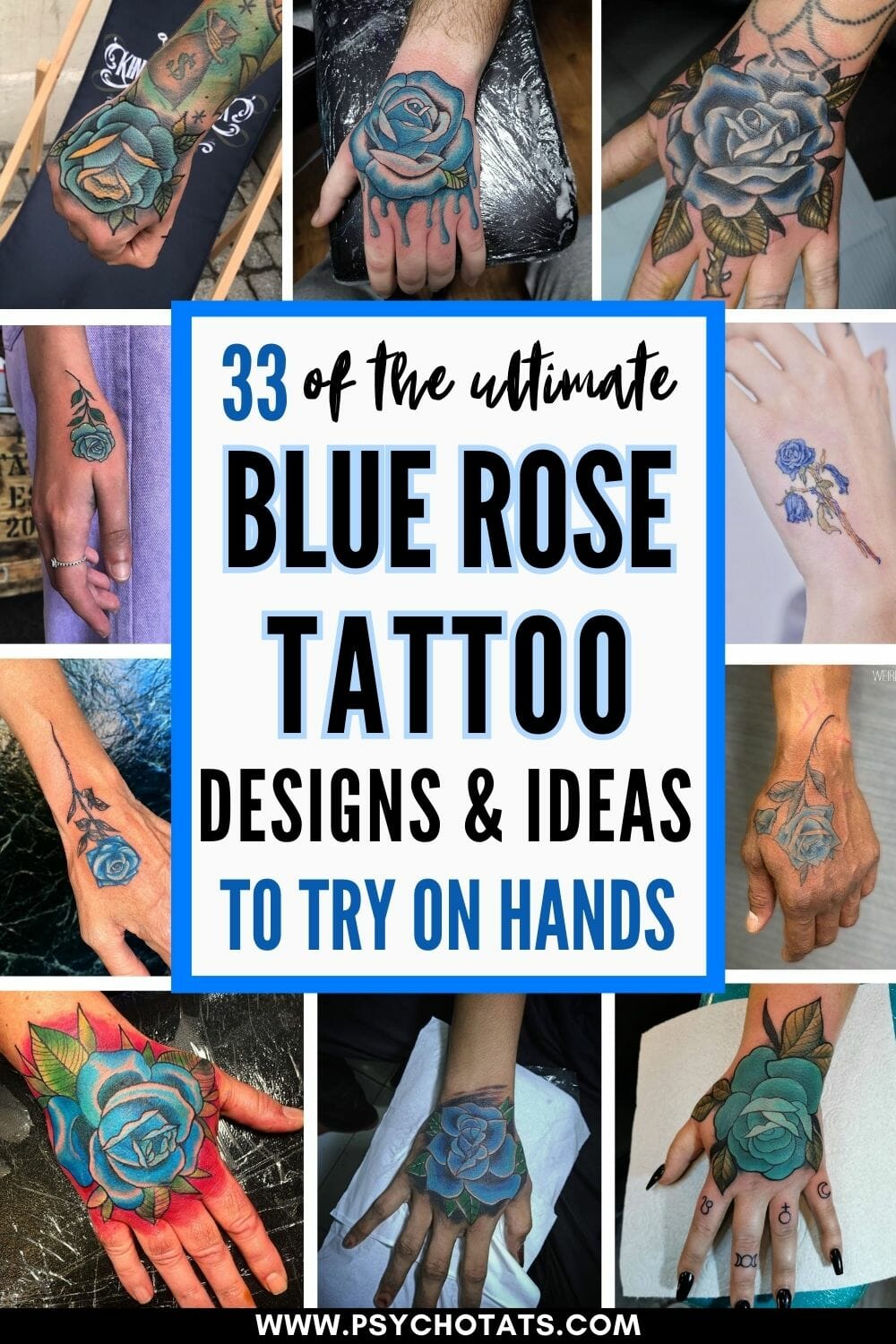 33 Ultimate Blue Rose Tattoos To Try On Hands - Psycho Tats