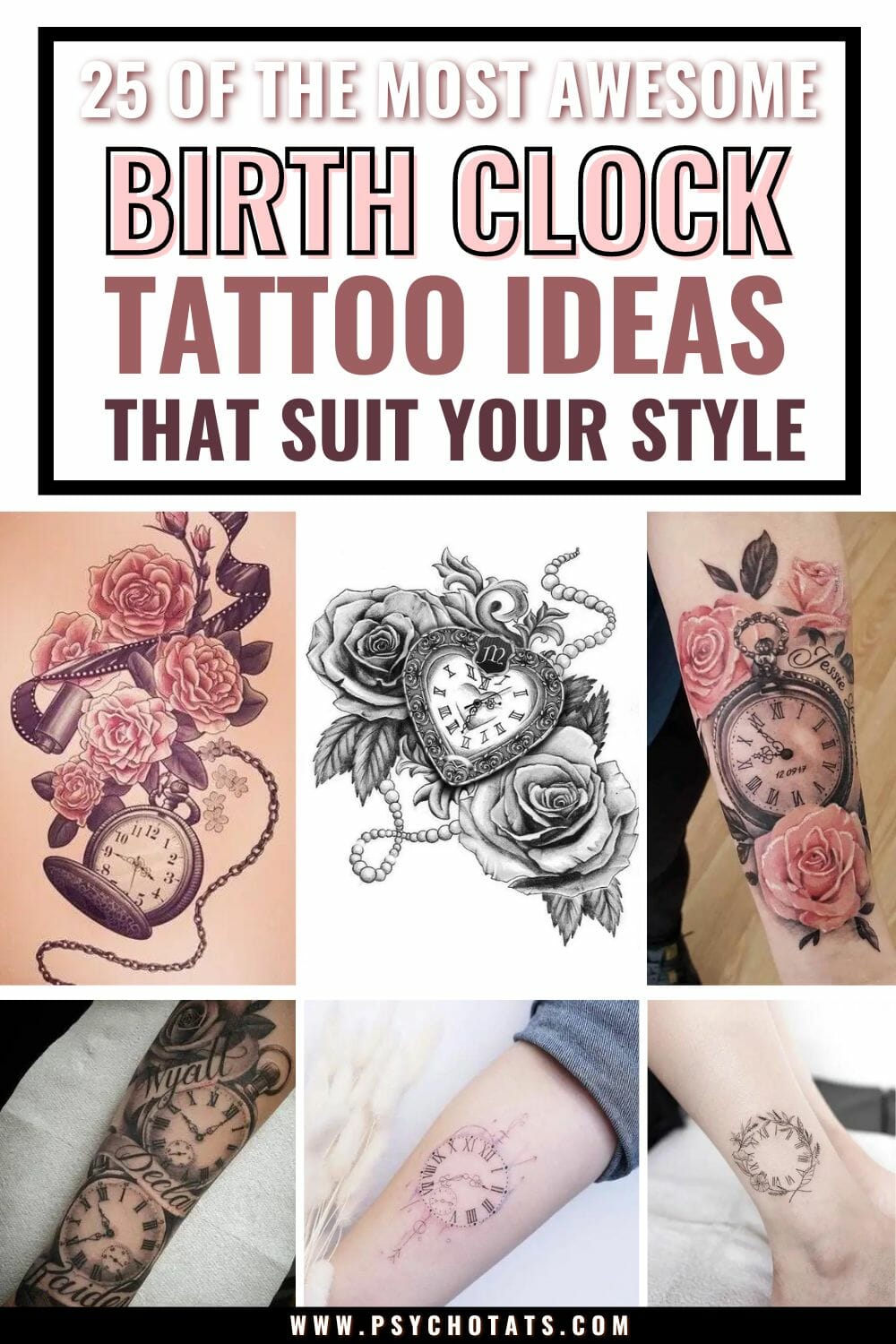 25 Awesome Birth Clock Tattoo Ideas That Suit Your Style - Psycho Tats